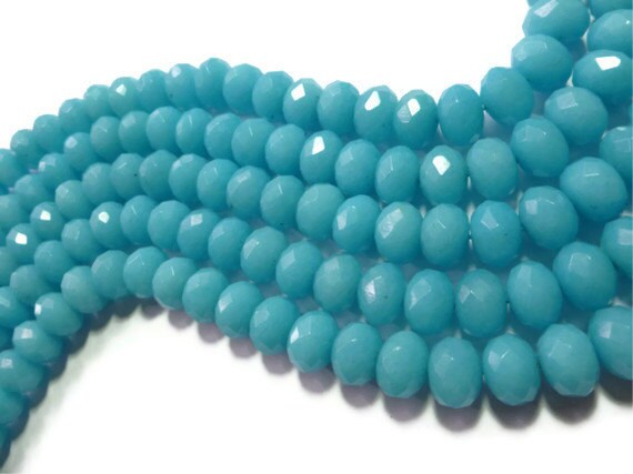 Sky Blue Jade Extra Large Faceted Rondelle or Abacus Bead - 12mm x 8mm ...