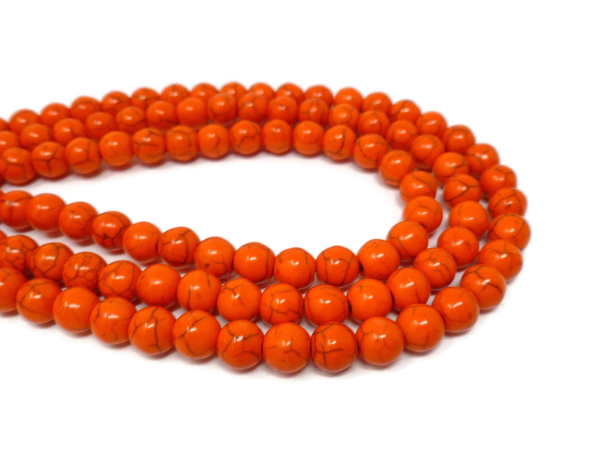 Orange Howlite 8mm Round Bead - Red-Orange - Paprika - Persimmon ...