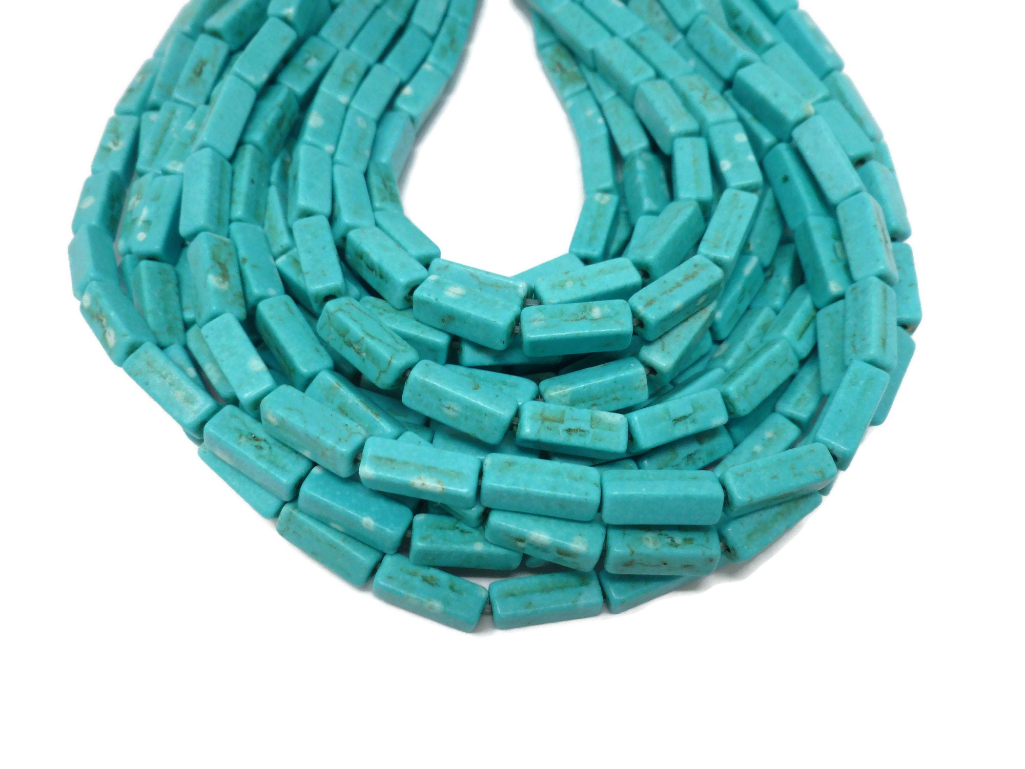 Blue Turquoise Howlite Square Tube or Rectangle Bead - 12mm x 4mm x 4mm ...