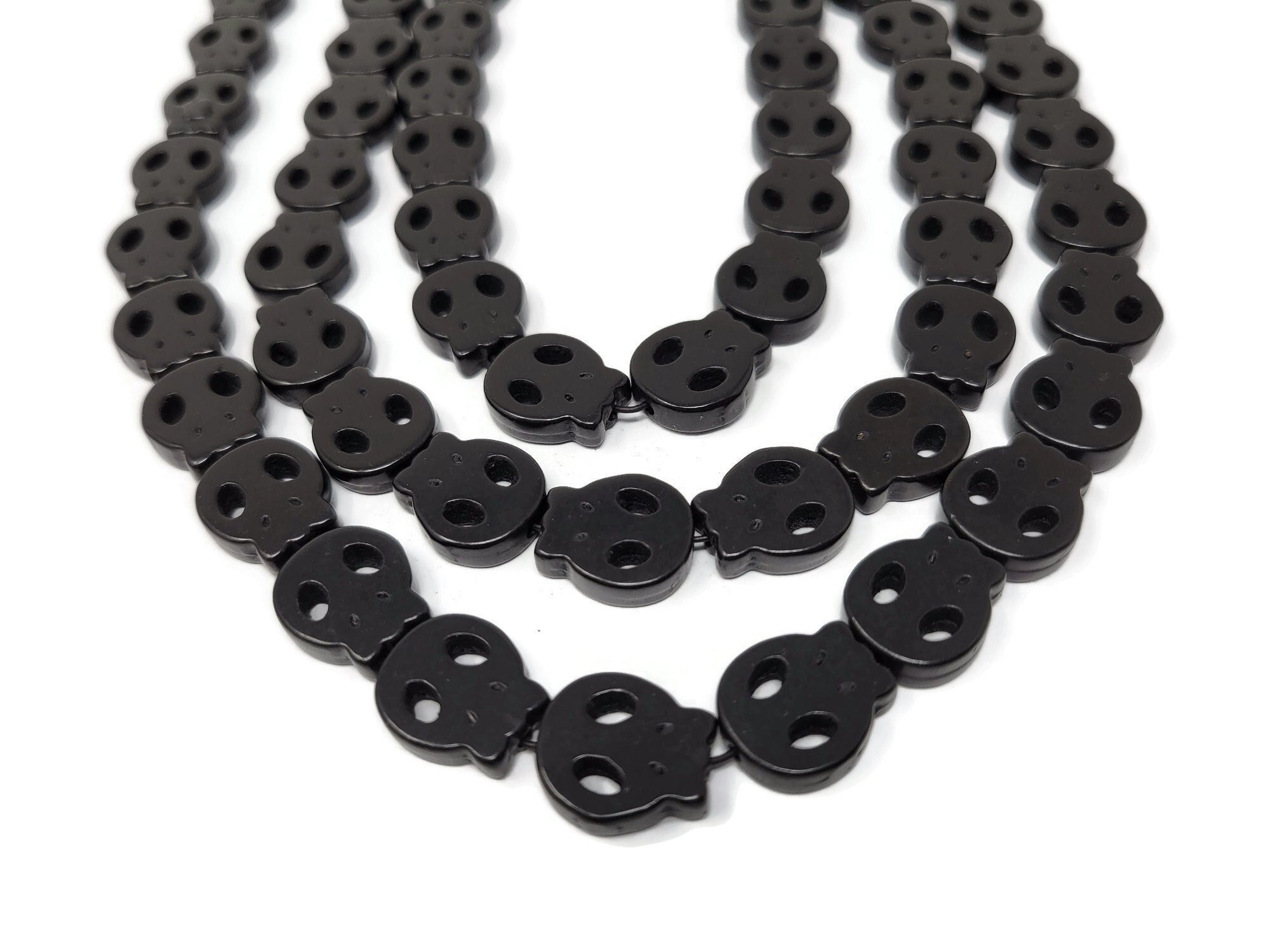 Black Howlite Flat Skull Bead 15mm x 13mm x 4mm 25 beads Whole Strand black synthetic turquoise skulls