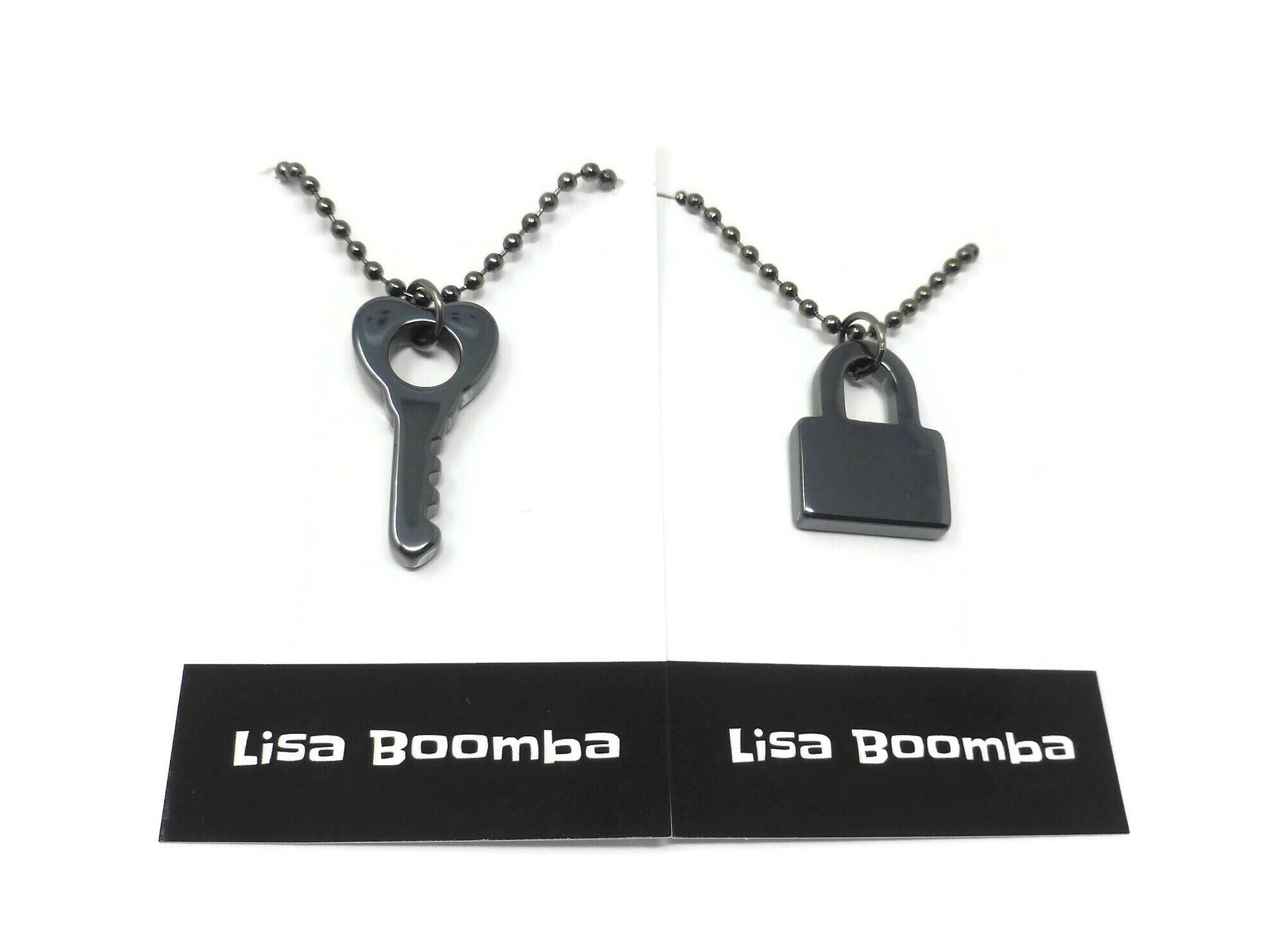 Lock and Key Necklaces ~ Black Hematite Padlock Keys ~ Set or Single ...