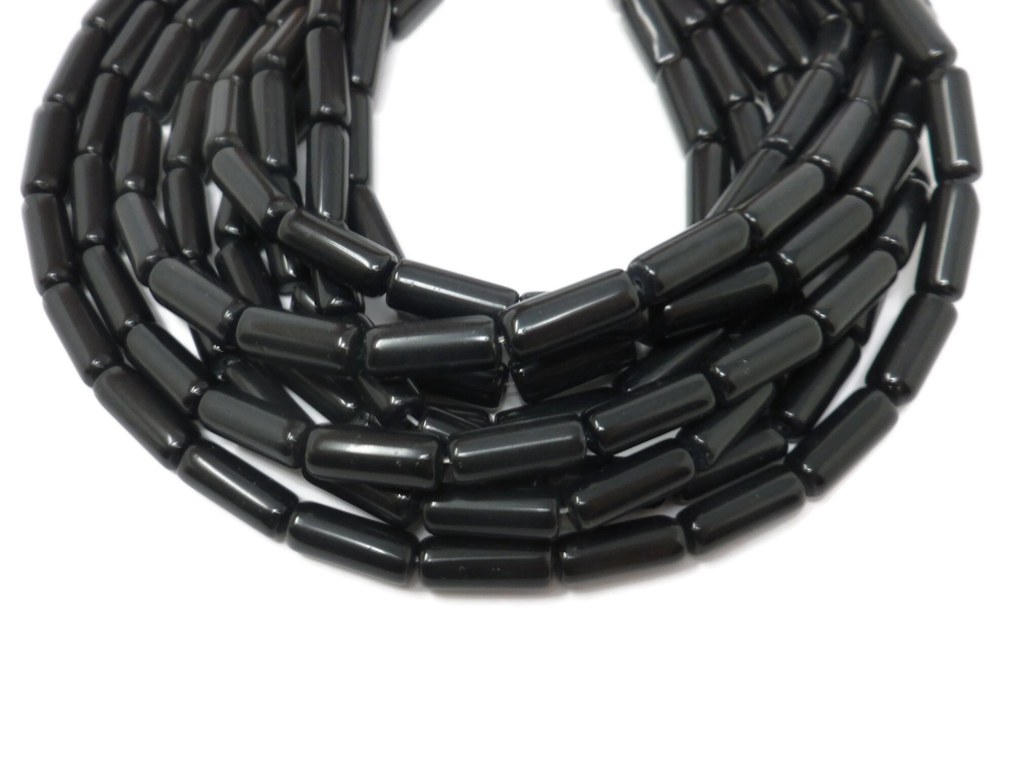 Black Obsidian Column Bead - 15mm x 6mm - 25 Beads - Full Strand ...