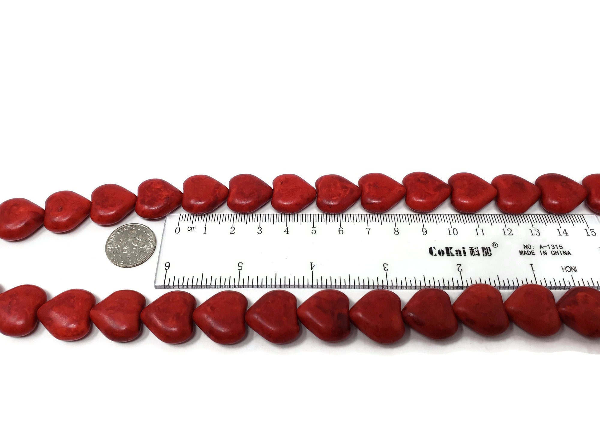 Red Howlite Heart Bead - 18mm x 17mm x 8mm - Whole Strand - 25 beads ...