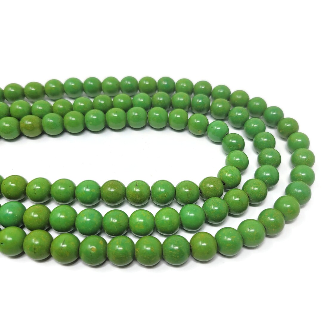 Green 10mm Round Bead - 43 Beads - Whole Strand - Synthetic Turquoise ...