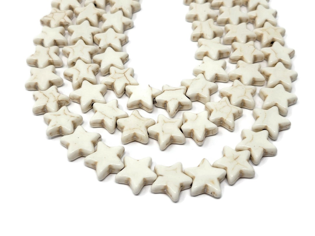 Bone White Howlite Star Bead 15mm by 14mm by 5mm 30 Beads Whole Strand ...