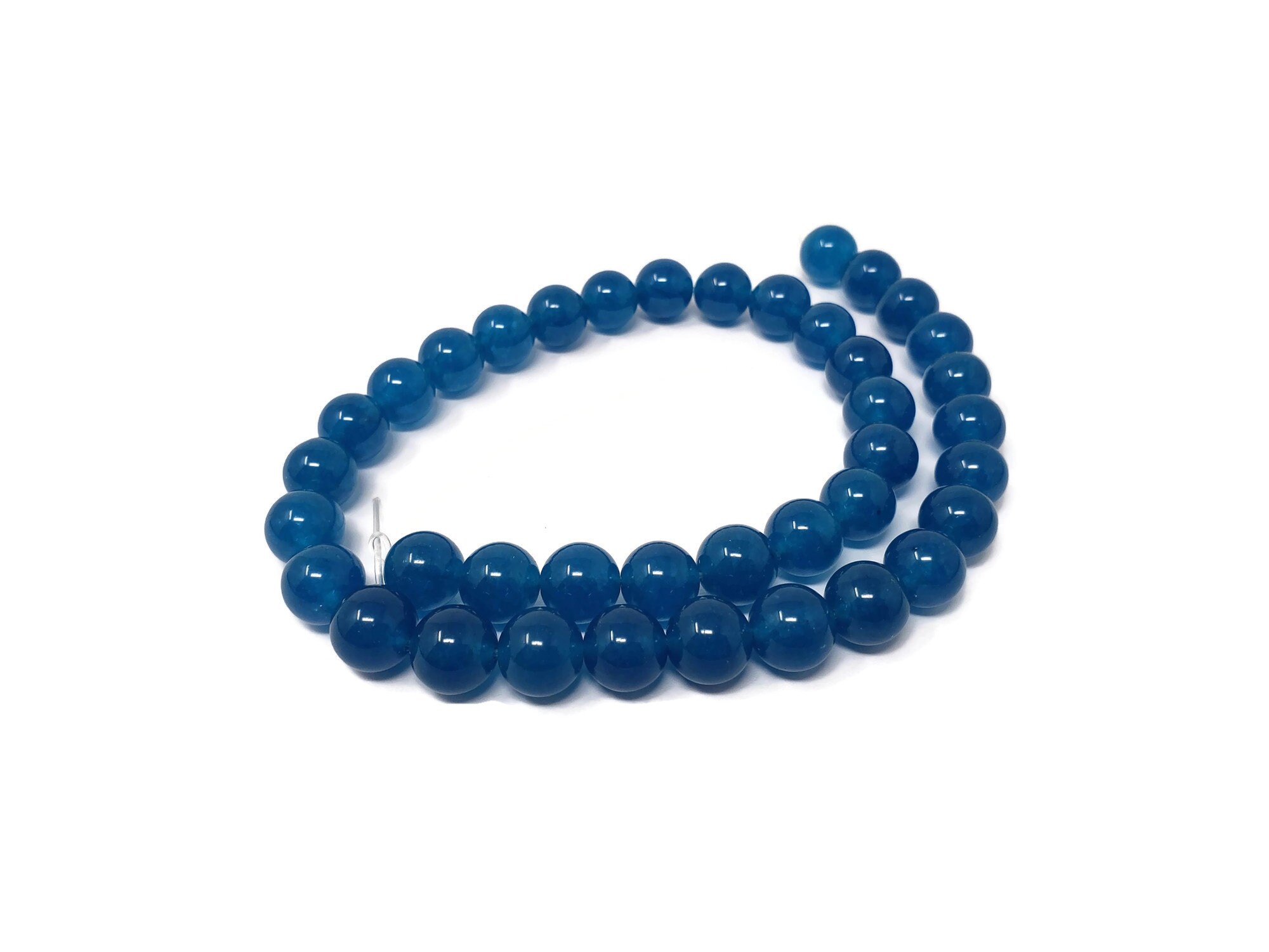 Blue Malaysia Jade 10mm Round Bead - Full Strand - 39 beads ...