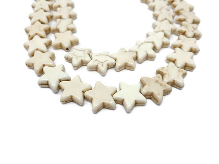 Bone White Howlite Star Bead - 15mm x 5mm - 33 beads - Whole Strand ...