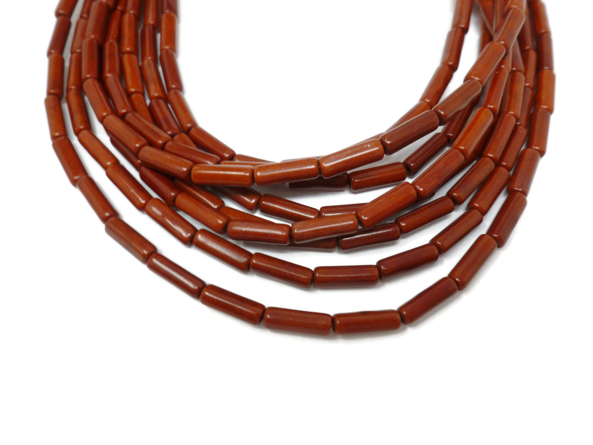 Brown Rust Howlite Tube or Cylinder Bead - 13mm x 4mm - Full Strand ...