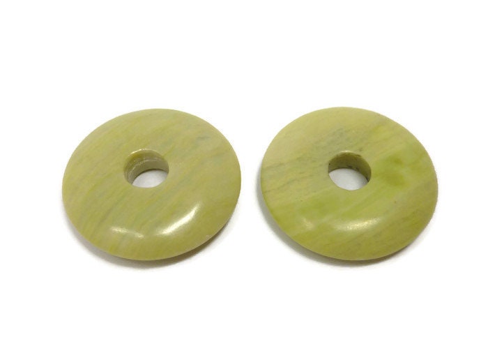 Lime Jasper Donut Focal Bead or Pendant - 34mm x 7mm with 8mm Hole ...
