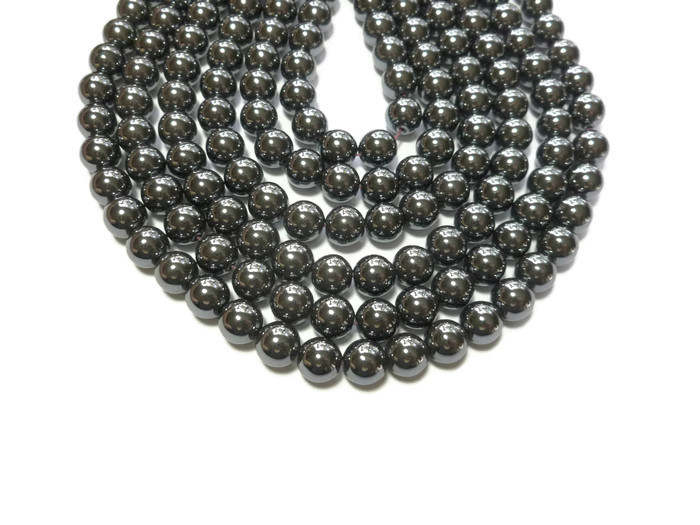 Black Hematite 8mm Round Bead - Non Magnetic - Full Strand - 51 beads ...