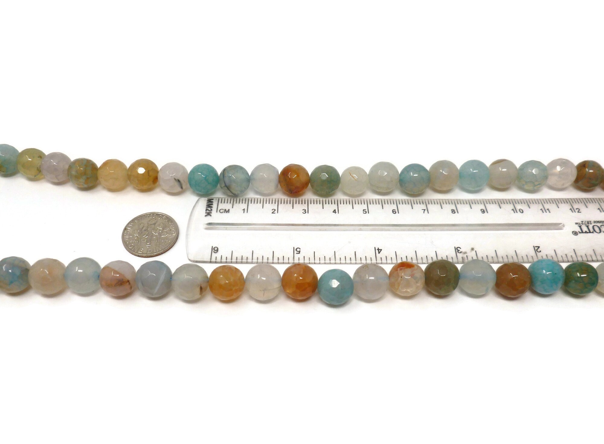 Blue Faceted Cracked Agate 10mm Round Bead - 37 beads - Full Strand ...