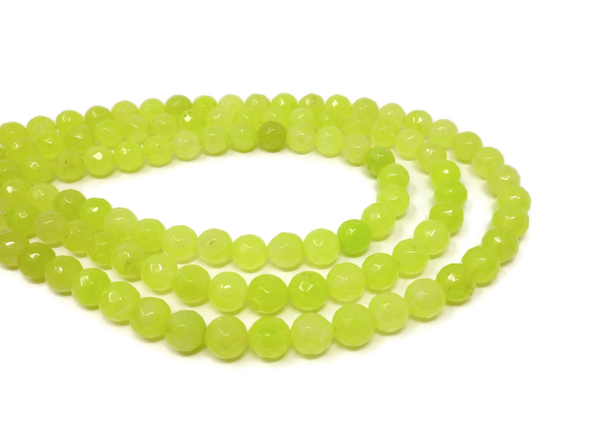 Lemon Lime Jade 8mm Faceted Round Bead - Full Strand - 48 beads ...