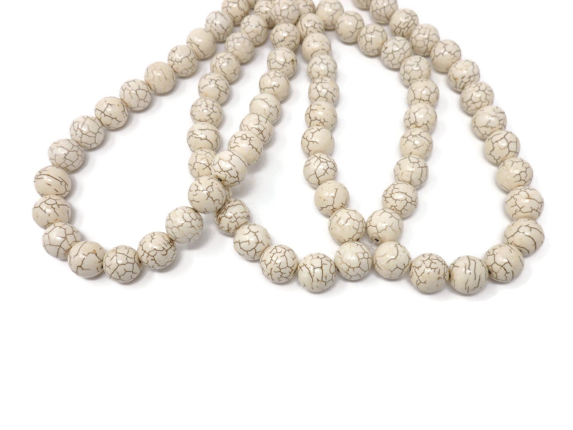 Bone White Howlite 16mm Round Bead - 27 beads - Extra Large Cream Ivory ...