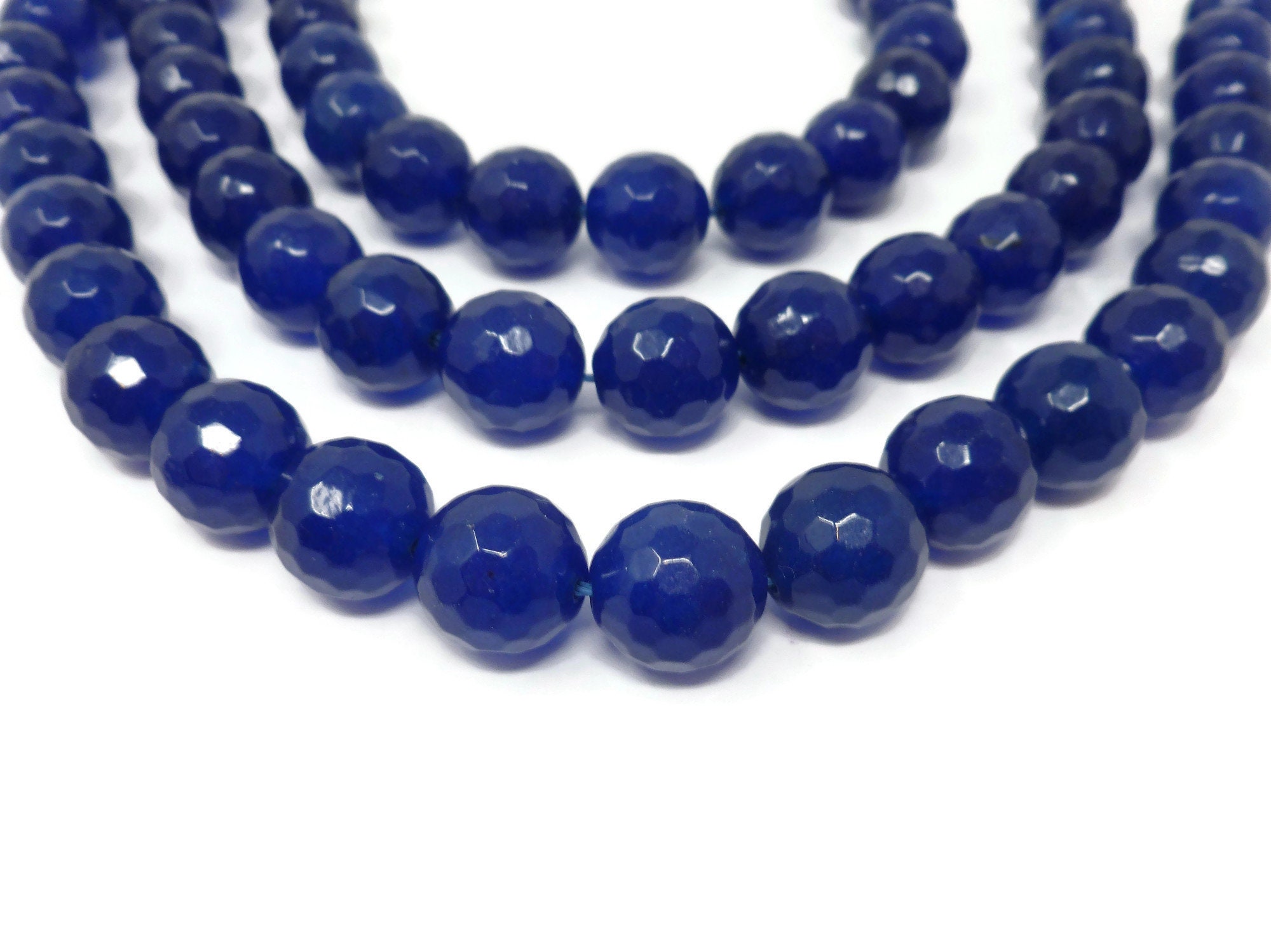 Blue Jade 14mm Faceted Round Bead - Full Strand - 28 beads - blueberry ...