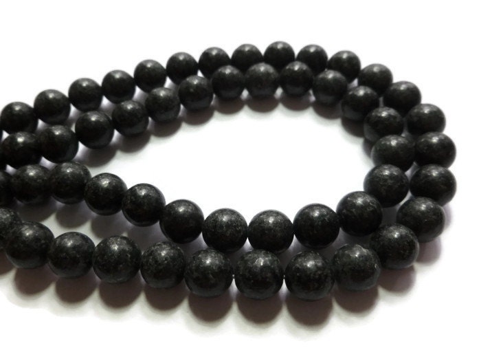 Black Stone 8mm Round Bead - Full Strand - 50 beads - Charcoal - Gray ...