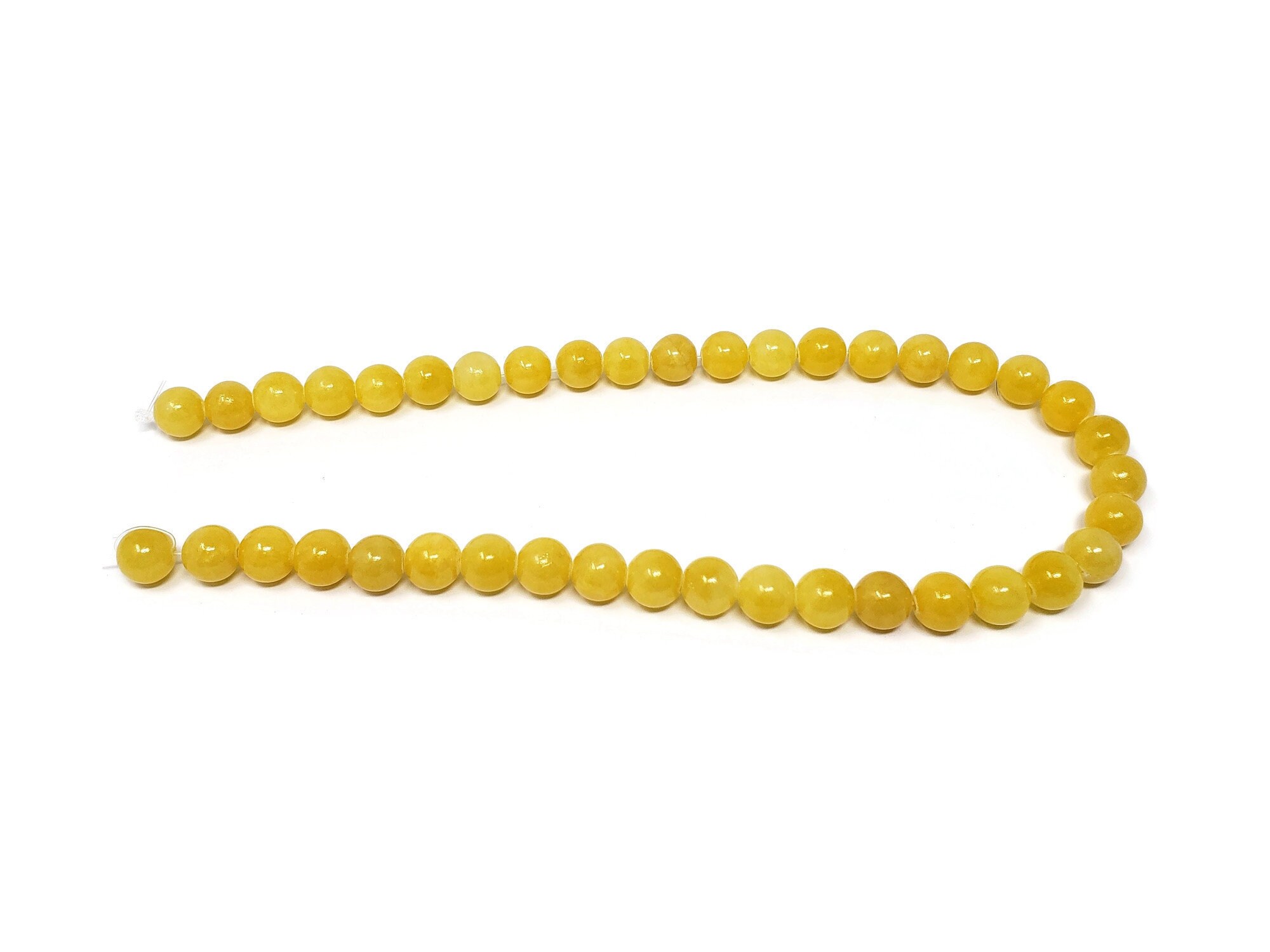 Lemon Yellow Jade 10mm Round Bead - 40 beads - Whole Strand - gold ...