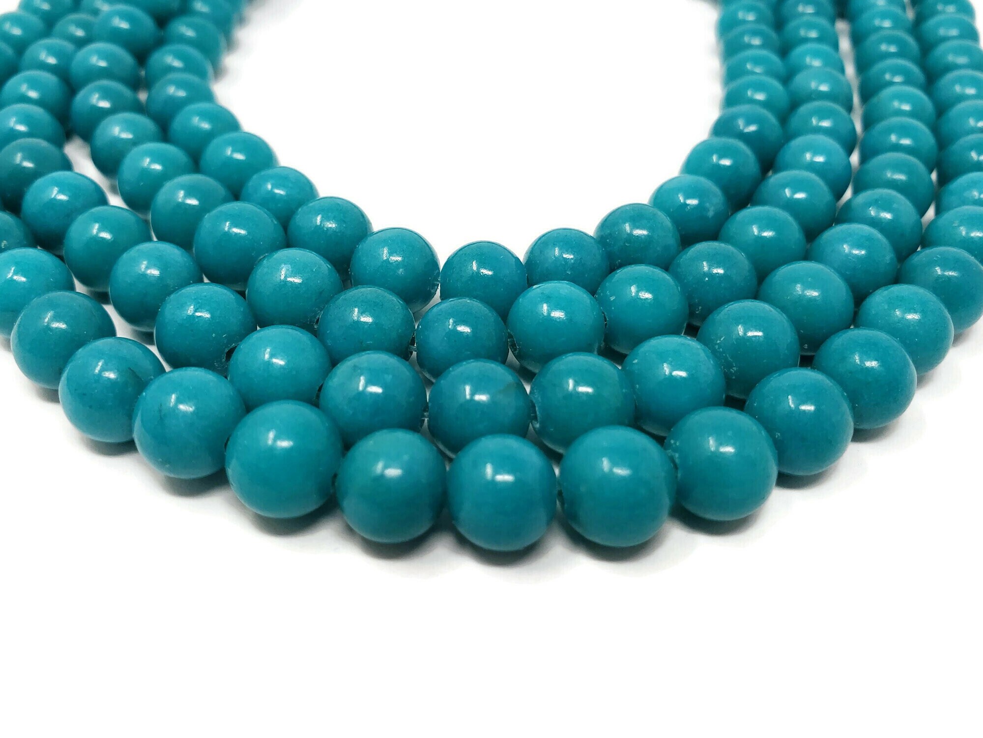 Cyan Blue Mountain Jade 8mm Round Bead - Full Strand - 50 beads ...