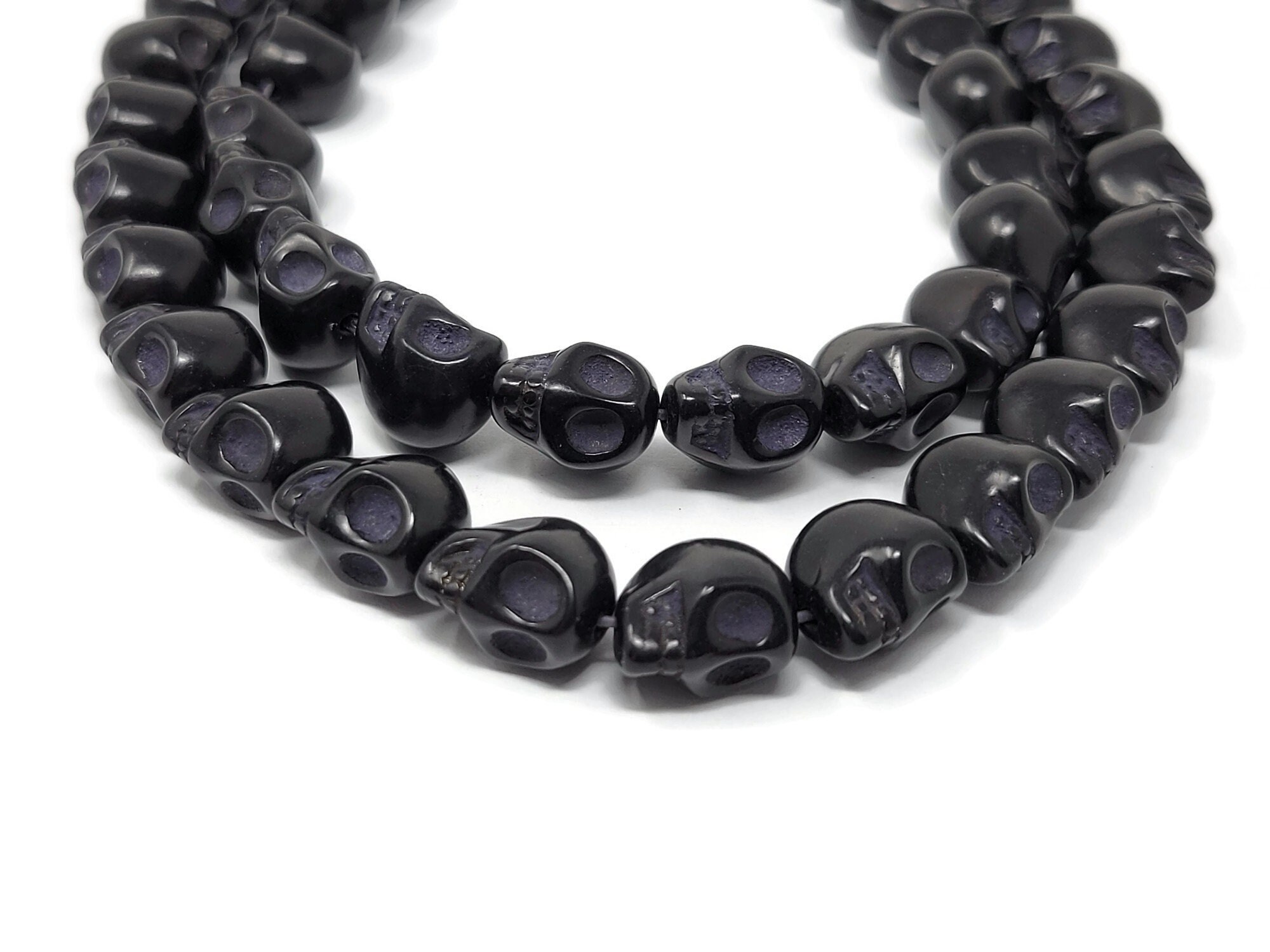 Black Howlite Skull Bead - 13mm by 12mm by 11mm - 29 beads - Skulls ...