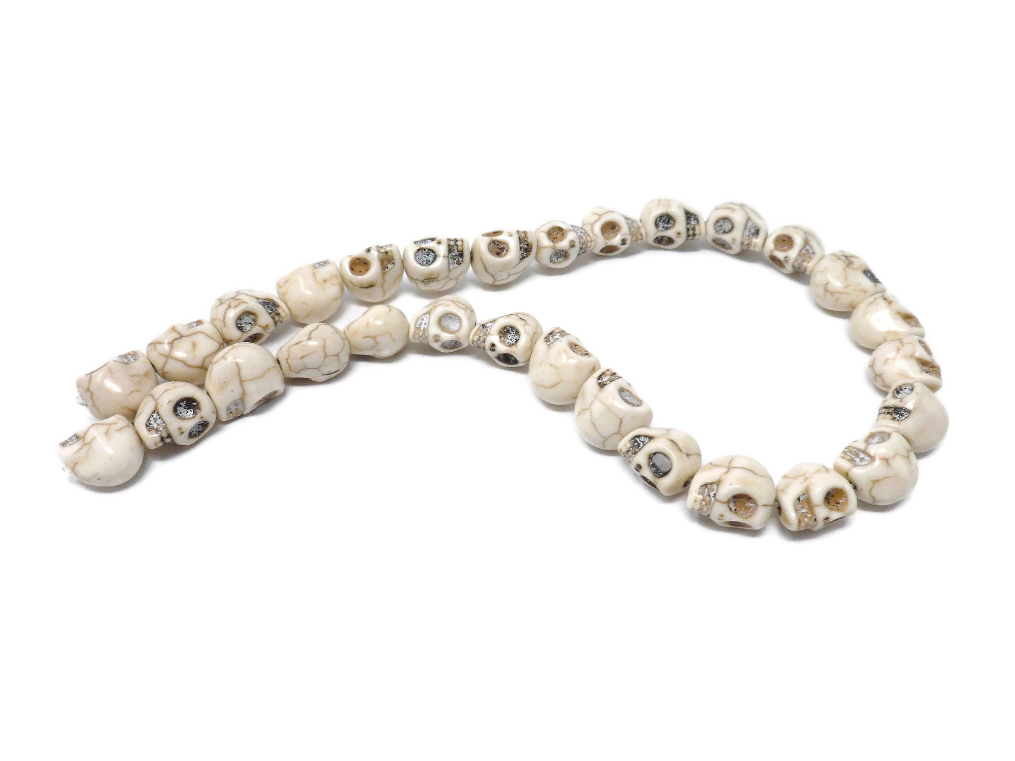 Bone White Howlite - Skulls - 13mm x 12mm x 10mm - 29 beads - Full ...