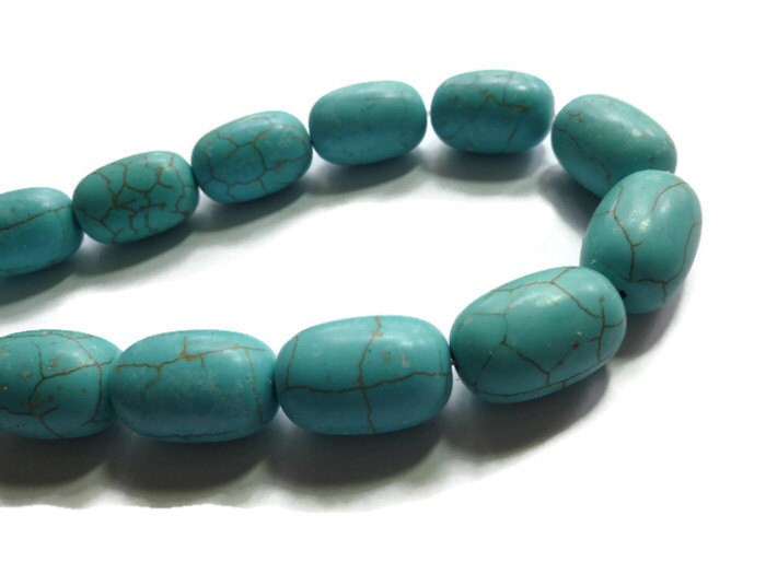 Turquoise Magnesite Large Capsule Bead - 20mm x 16mm - 19 beads - Full ...