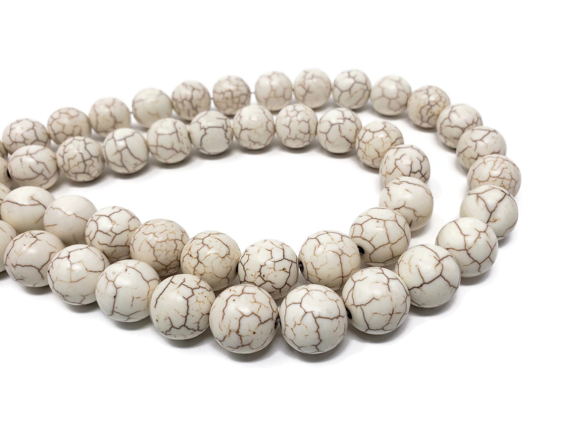 Bone White Howlite 14mm Round Bead - Whole Strand - 28 beads - Ivory ...