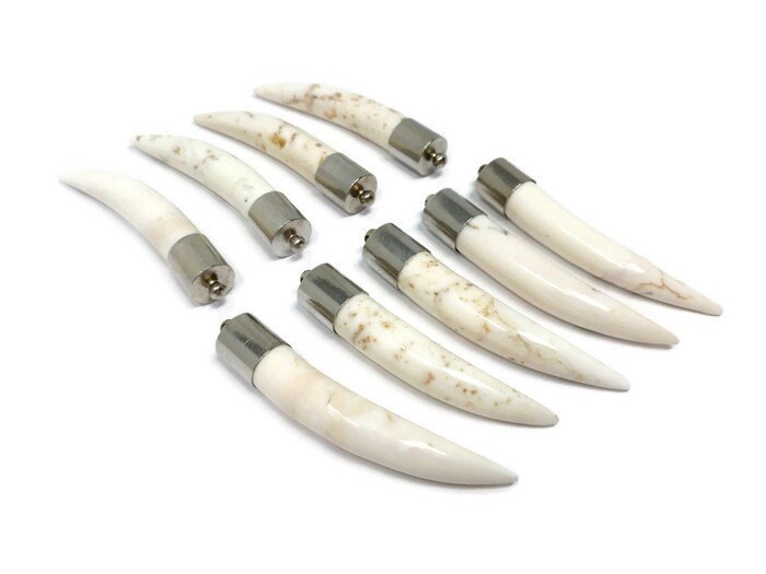 Bone White Howlite Large Tusk Tooth or Claw Pendant - 59mm x 10mm ...