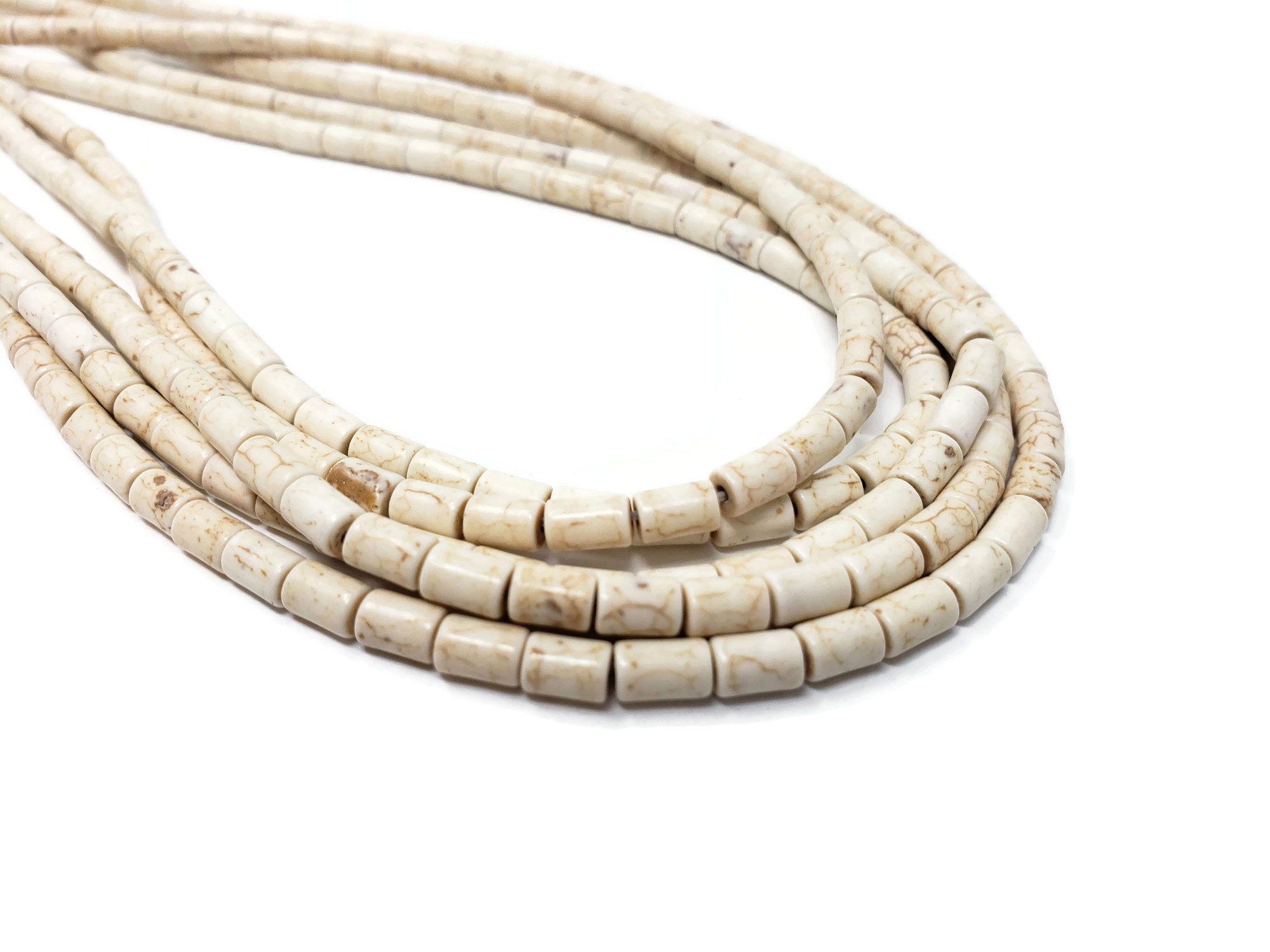 Bone White Howlite Tube Cylinder or Column Bead - 6mm x 4mm - 64 beads ...