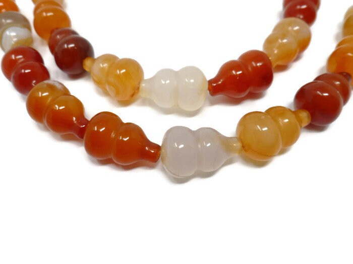 Red Orange Rust Agate Carved Vase or Teardrop Bead - Half Strand ...