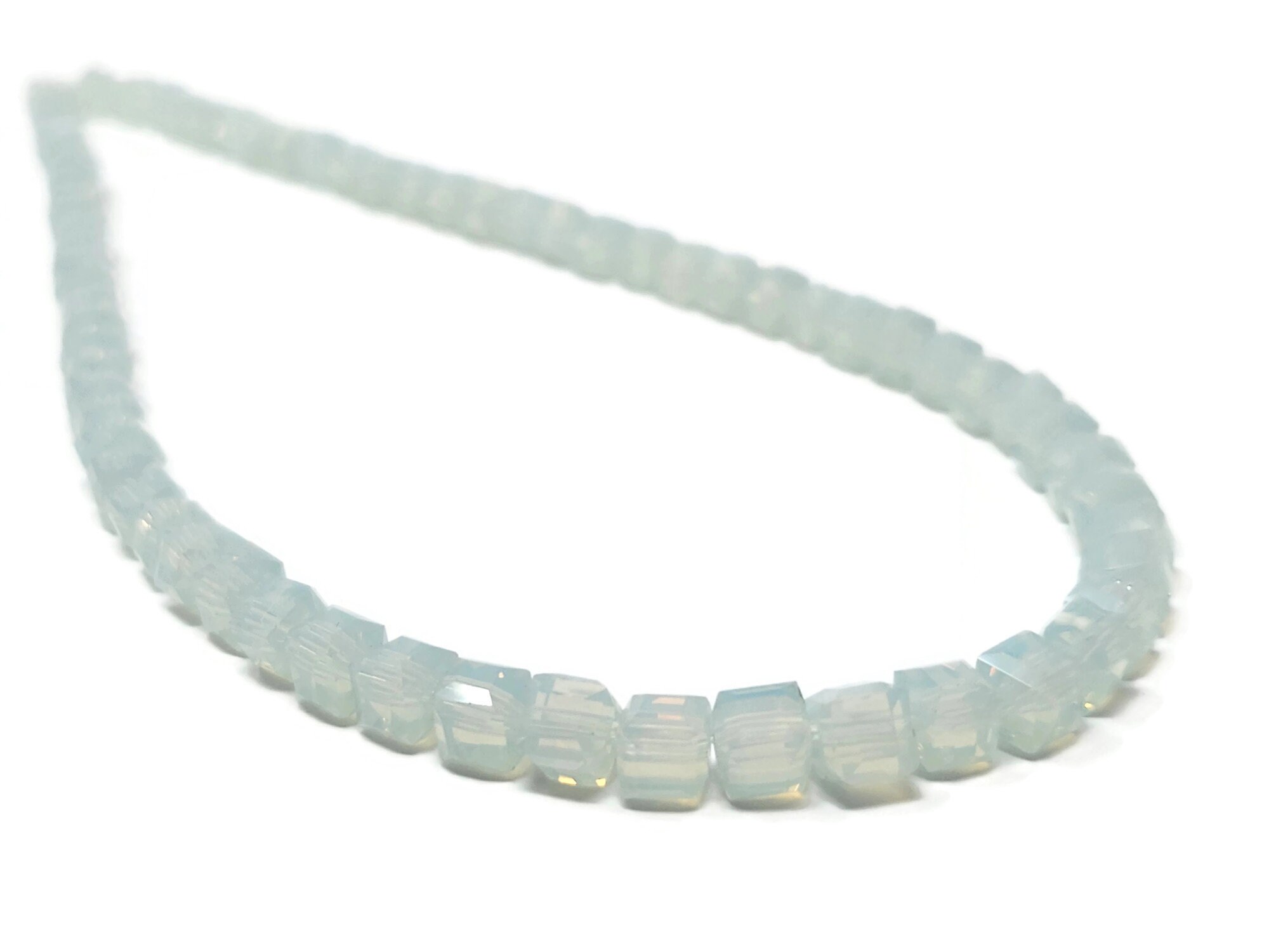 Opalite Faceted Cube Bead - 6mm x 6mm - 70 beads - Opal Glass ...