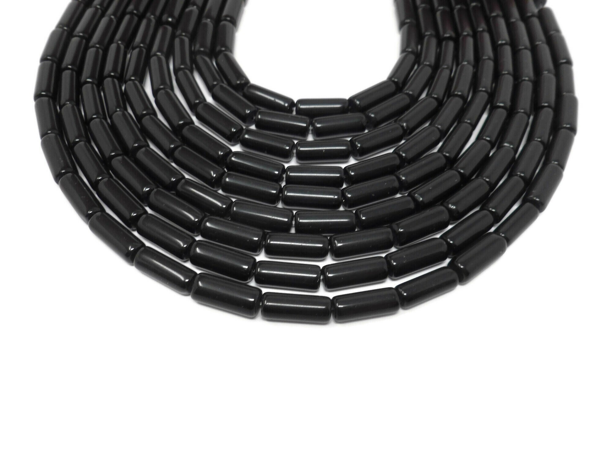 Black Obsidian Column Bead - 15mm x 6mm - 25 Beads - Full Strand ...