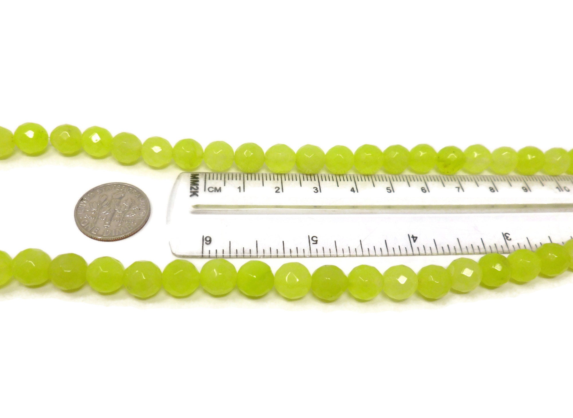 Lemon Lime Jade 8mm Faceted Round Bead - Full Strand - 48 beads ...