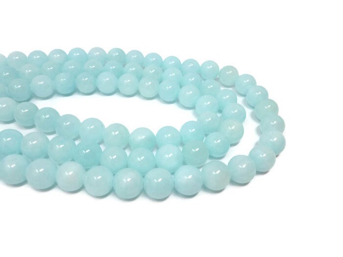 Light Blue Jade 10.5mm Round Bead - 39 beads - Full Strand - Aqua ...