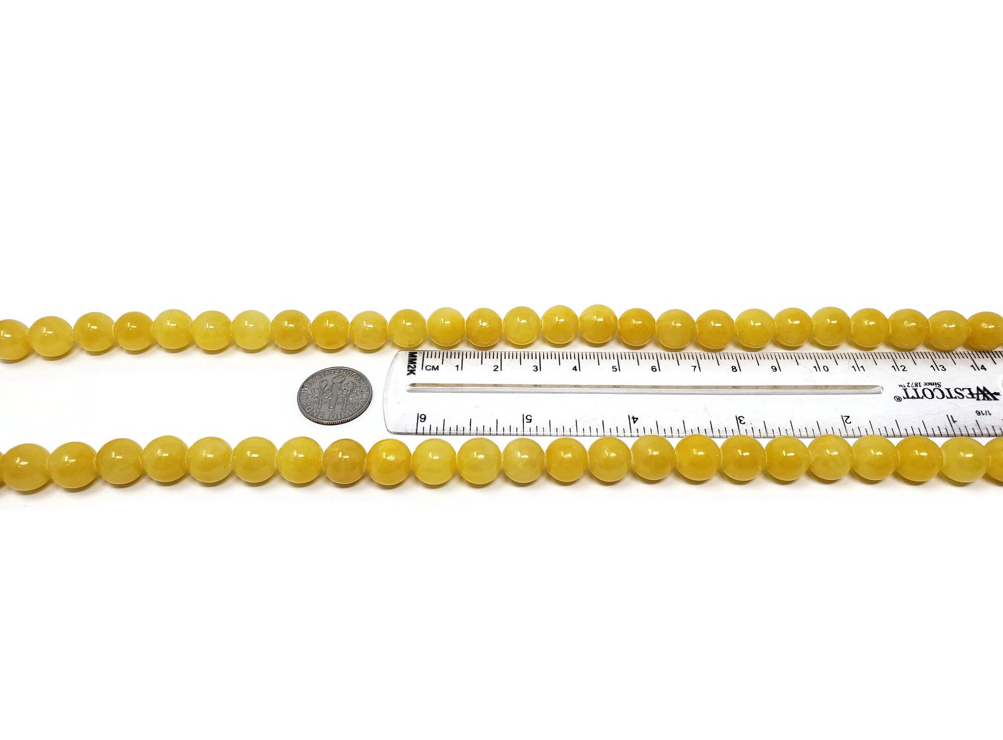 Lemon Yellow Jade 10mm Round Bead - 40 beads - Whole Strand - gold ...