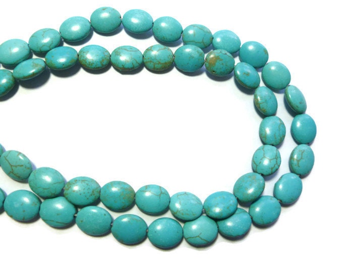Sky Blue Magnesite Oval Bead - 10mm x 9mm x 4mm - Full Strand - 40 ...