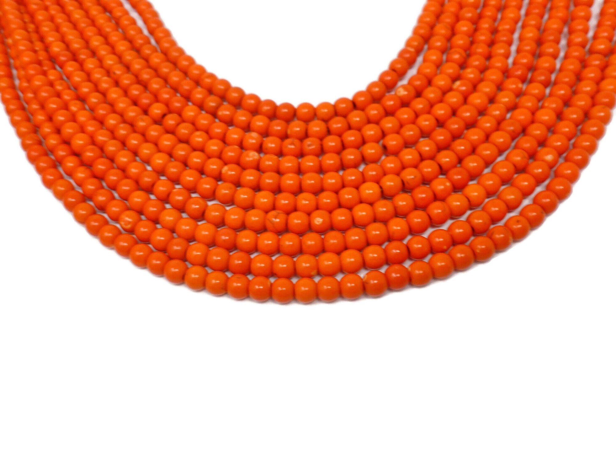 Orange Howlite - 6mm Round Bead - Full Strand - 75 beads - Bright ...
