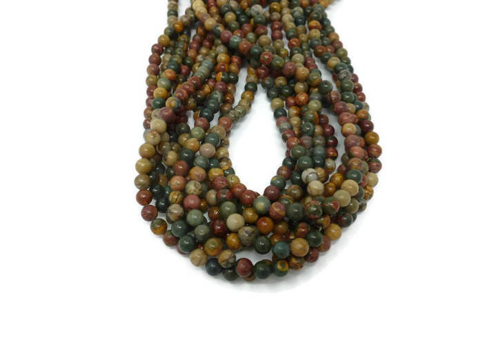 Picasso Jasper 6mm Round Bead - Red Creek Jasper - Whole Strand - 61 ...