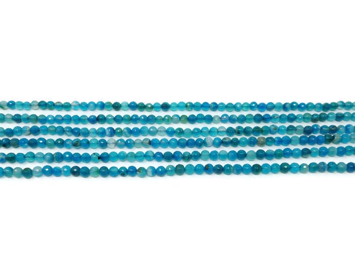 Blue Agate 6mm Faceted Round Bead - 58 beads - Full Strand - cyan aqua ...