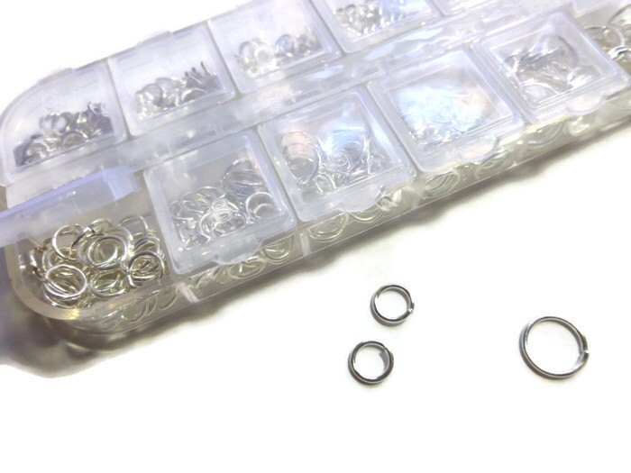 Silver Jump Ring Set - 6 sizes - Open Split - 10mm 8mm 7mm 6mm 5mm 4mm ...