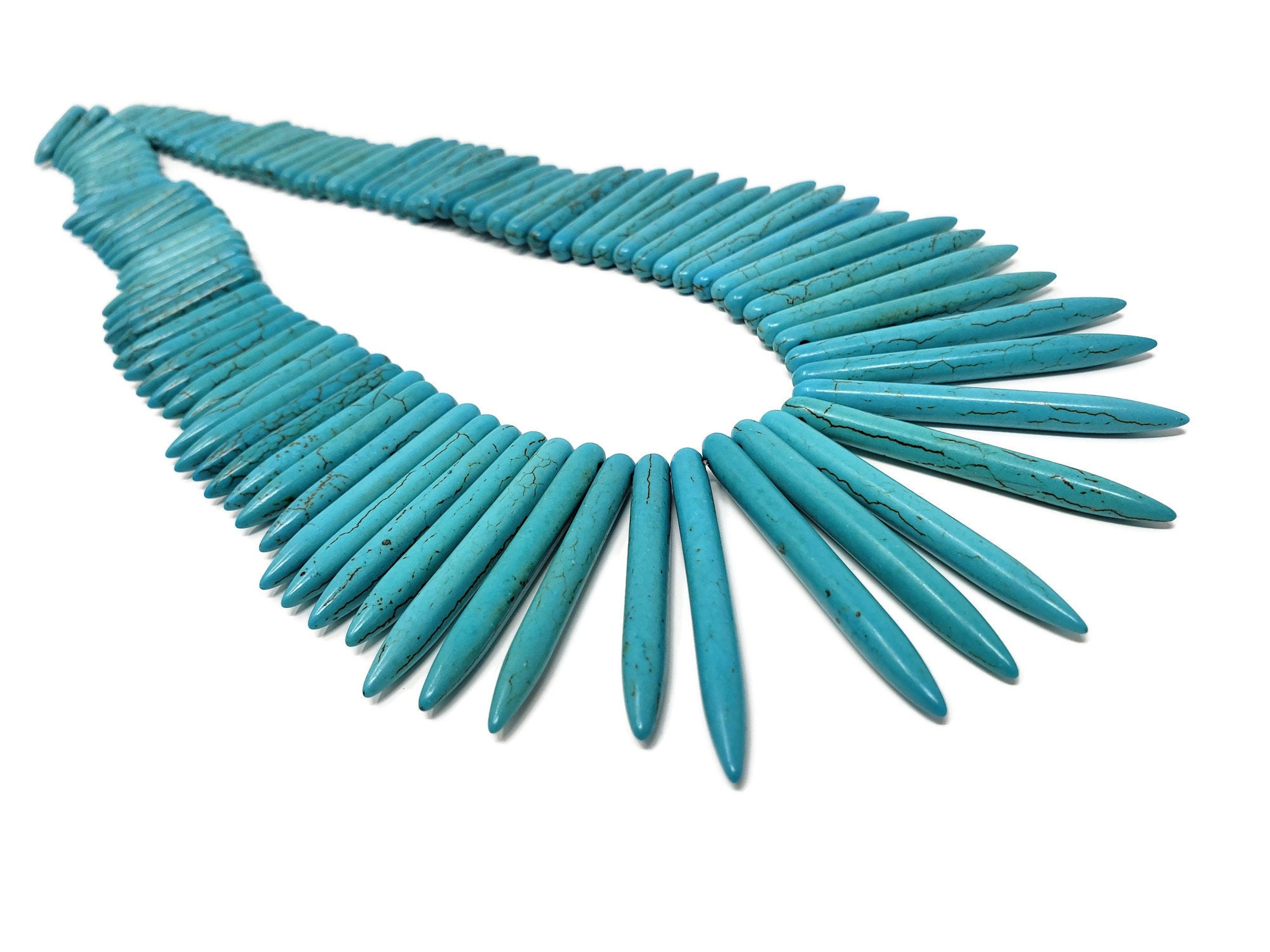 Blue Howlite Graduated Collar Bead - Spike Tusk Dagger Needle Stick ...