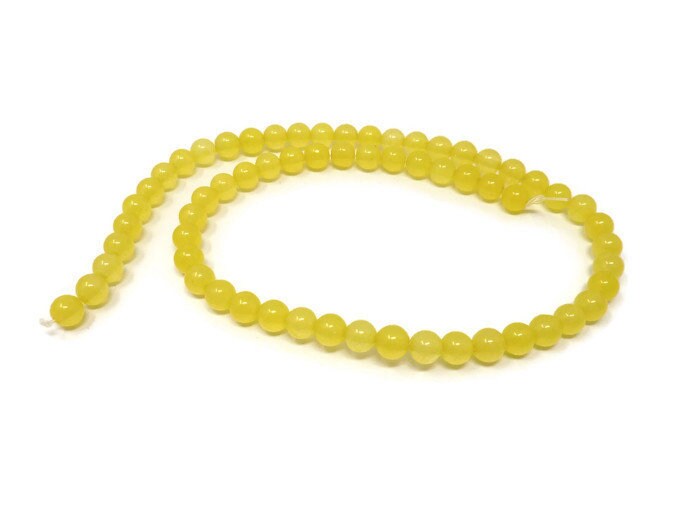 Lemon Yellow Malaysia Jade 6mm Round Bead - 62 beads - Full Strand ...
