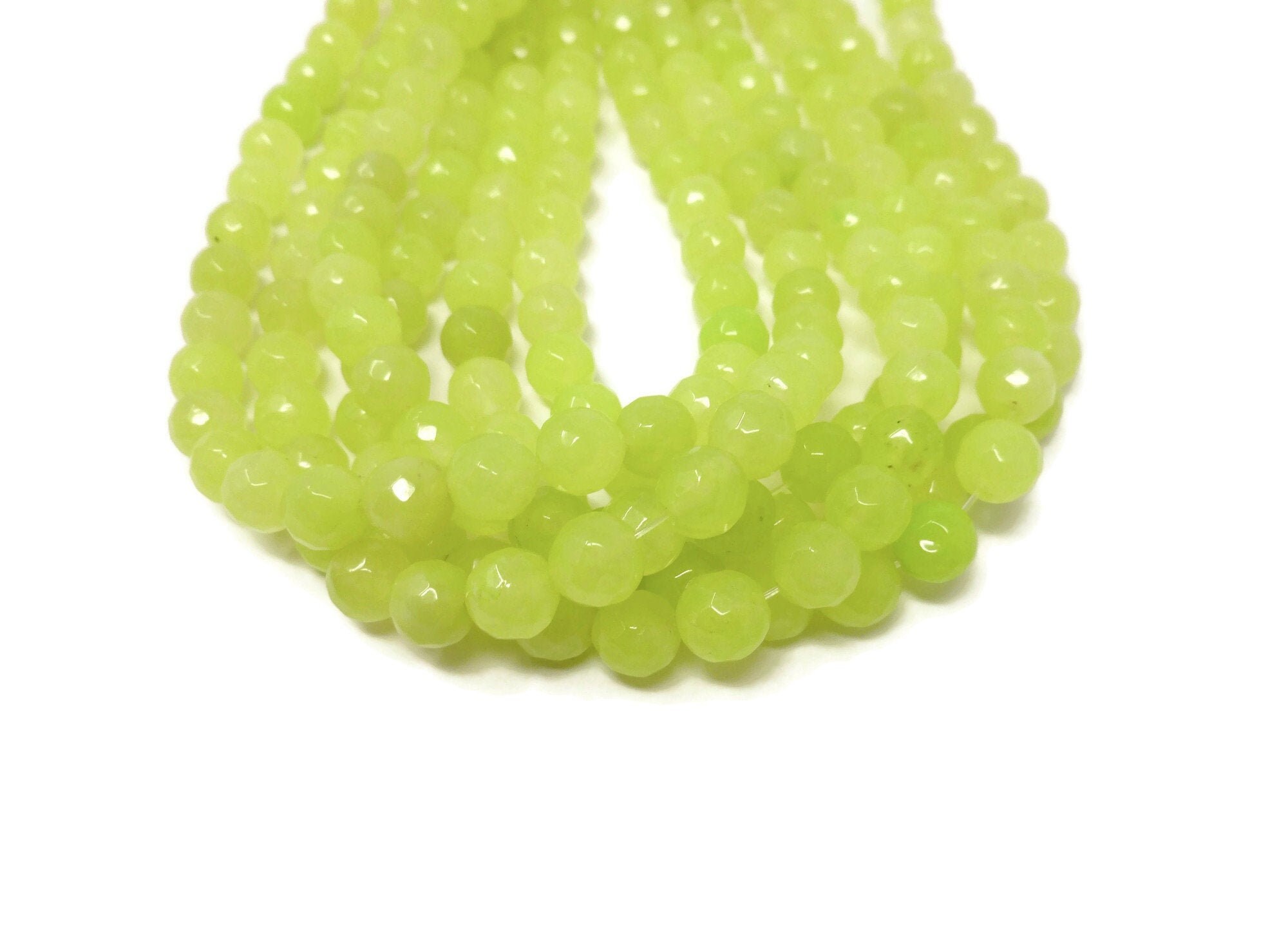Lemon Lime Jade 8mm Faceted Round Bead - Full Strand - 48 beads ...