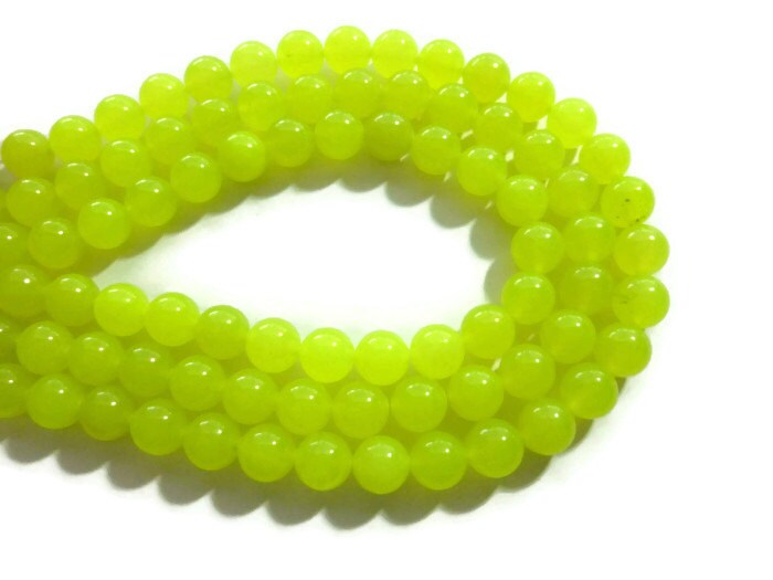 Lemon Lime Jade - 10mm Round Bead - Neon Yellow - Full Strand - 39 ...