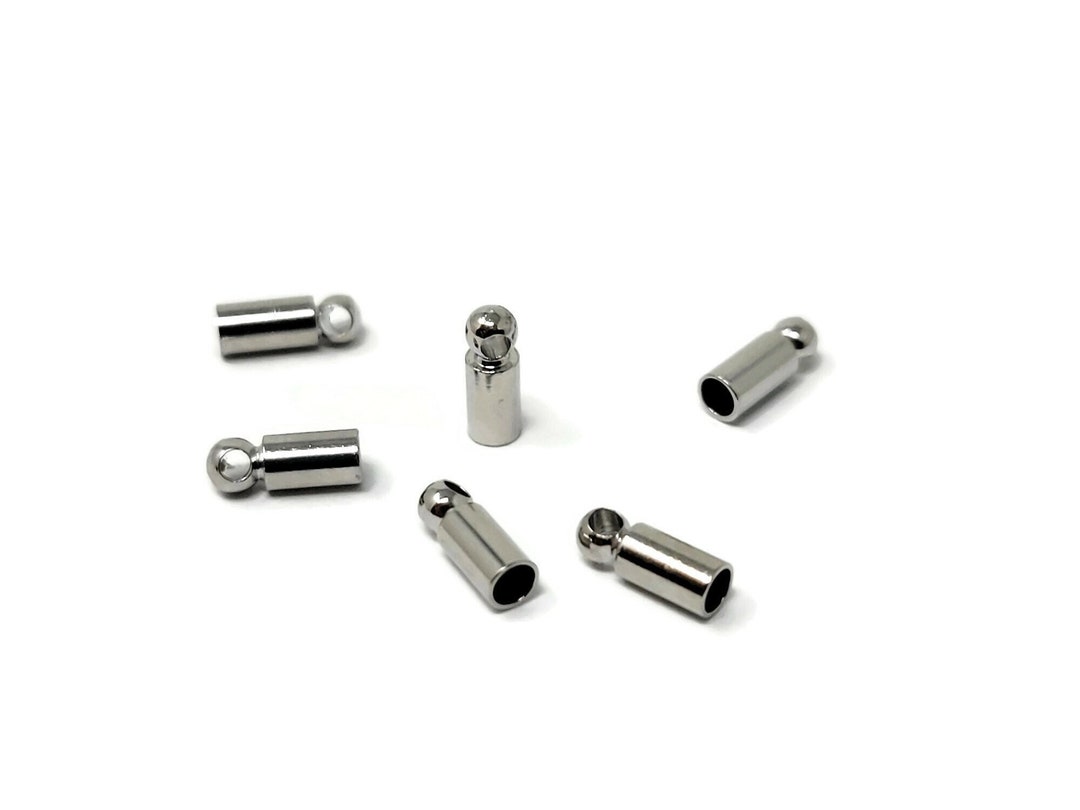 Silver Cord Ends for 1.5mm Round Cord - 2mm Inner Diameter - 7mm by 2 ...