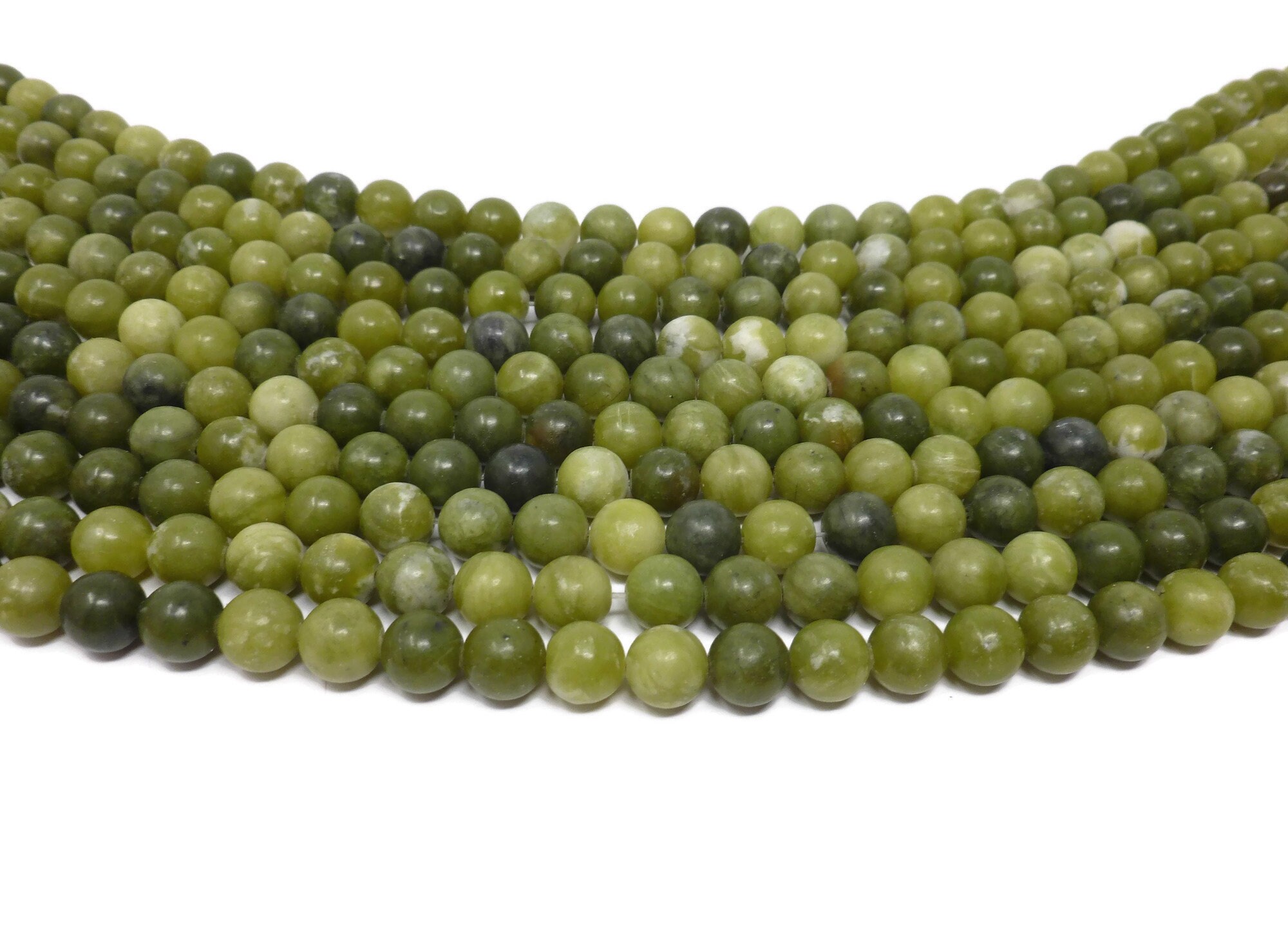 Green Serpentine 10mm Round Bead - 38 beads - Full Strand - new jade ...