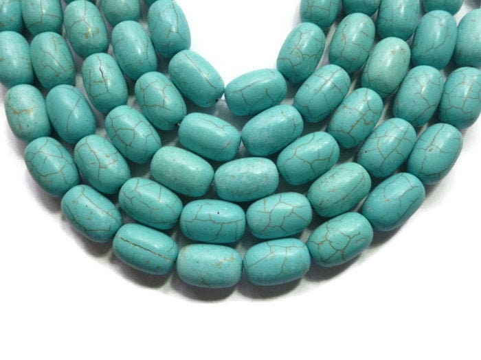 Turquoise Magnesite Large Capsule Bead - 20mm x 16mm - 19 beads - Full ...
