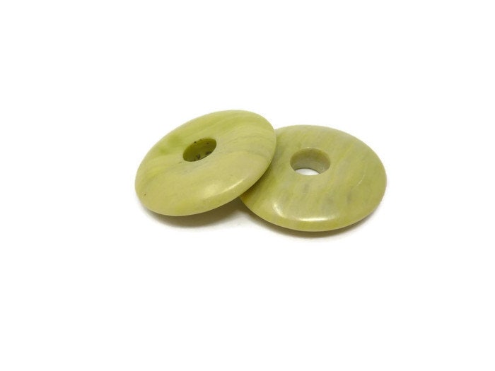 Lime Jasper Donut Focal Bead or Pendant - 34mm x 7mm with 8mm Hole ...