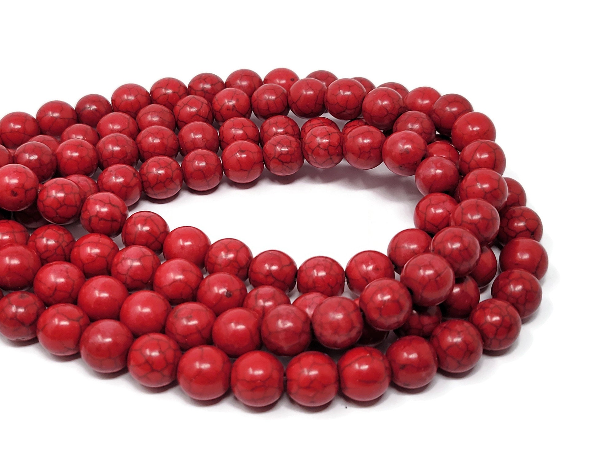 Cherry Red Howlite 12mm Round Bead - 33 beads - whole strand - Scarlet ...