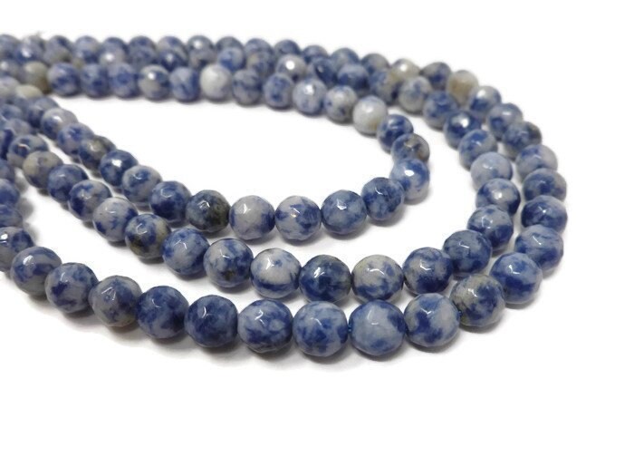 Blue Spot Jasper Faceted 6mm Round Bead - Full Strand - 60 beads ...