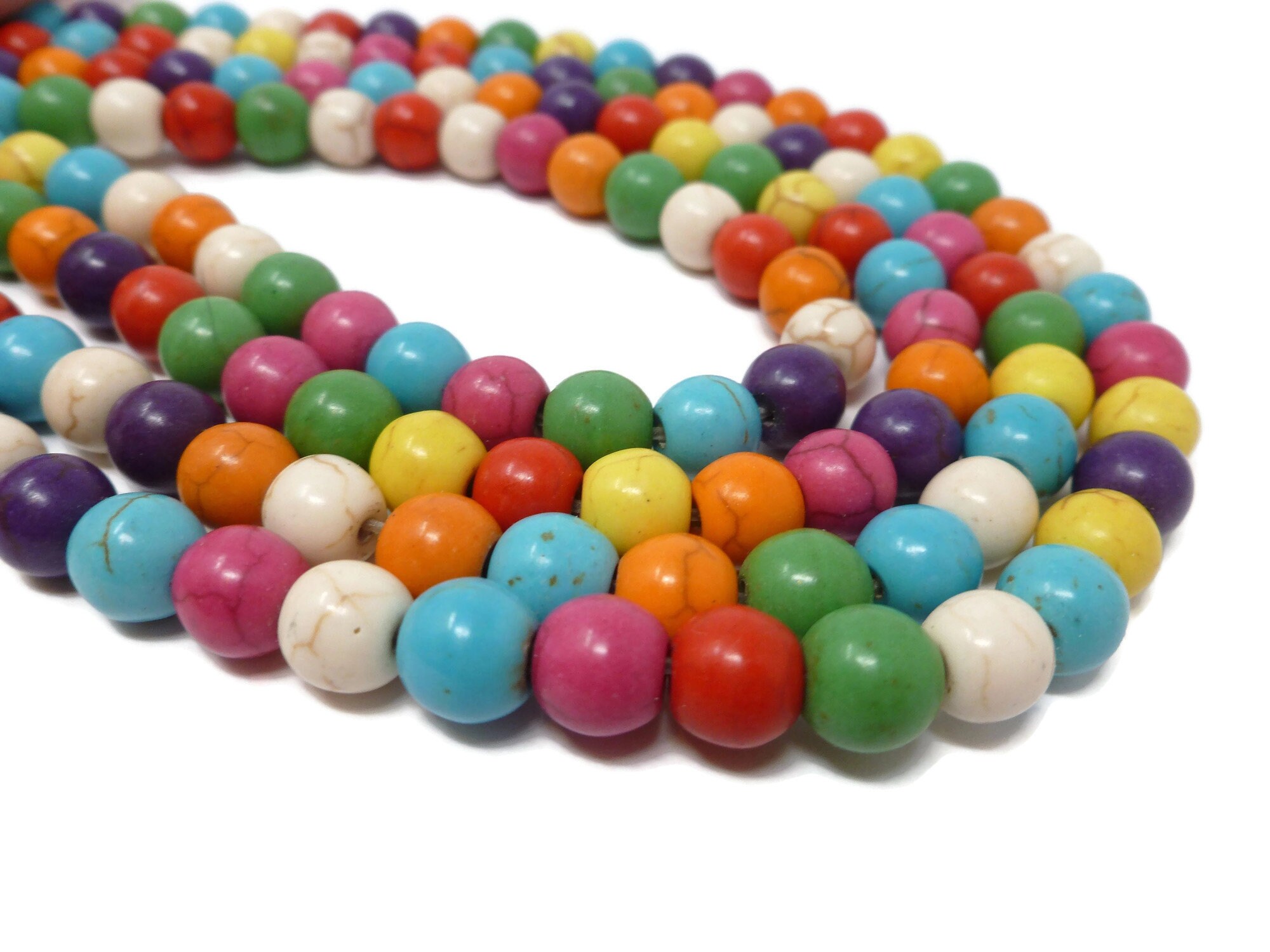 Mixed Color 8mm Round Beads - Rainbow - 49 beads - Whole Strand ...