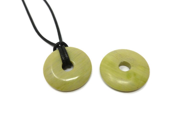 Lime Jasper Donut Focal Bead or Pendant - 34mm x 7mm with 8mm Hole ...